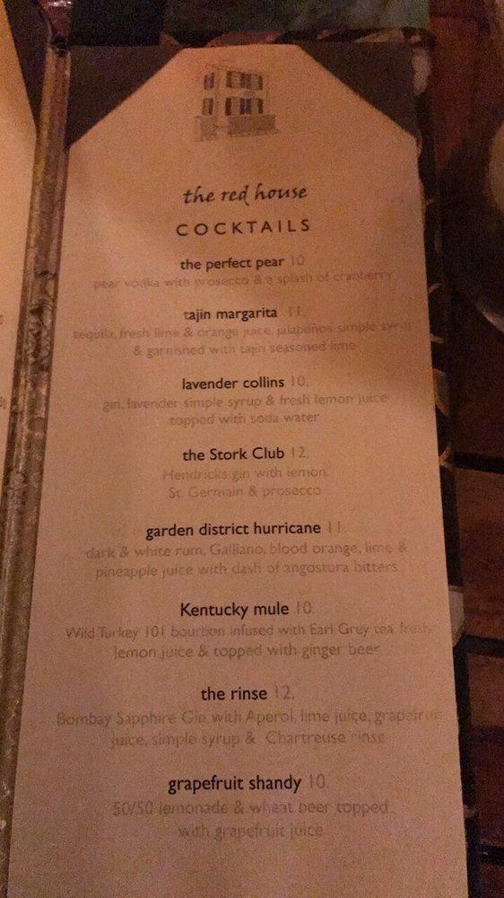 Menu at The Red House Restaurant, Cambridge, 98 Winthrop St