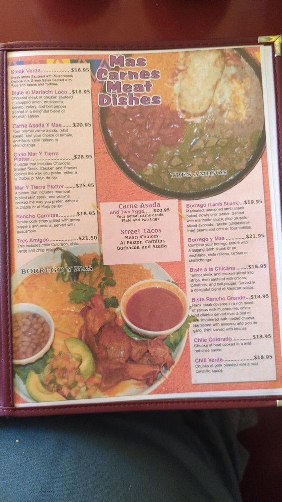 Menu at El Rancho Viejo restaurant, Battle Ground