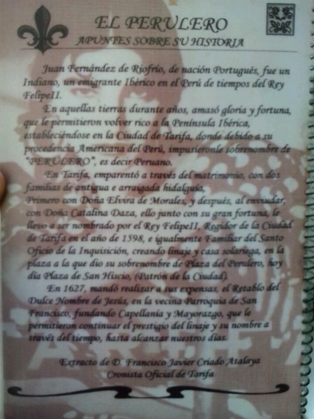 Menu at Mesón Perulero pub & bar, Tarifa