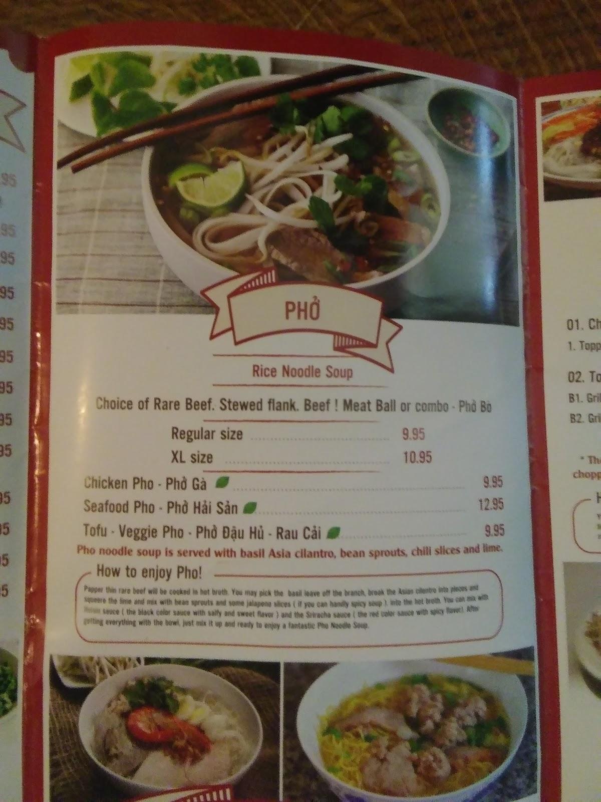 Menu at Pho Hoa Grill restaurant, Bangor