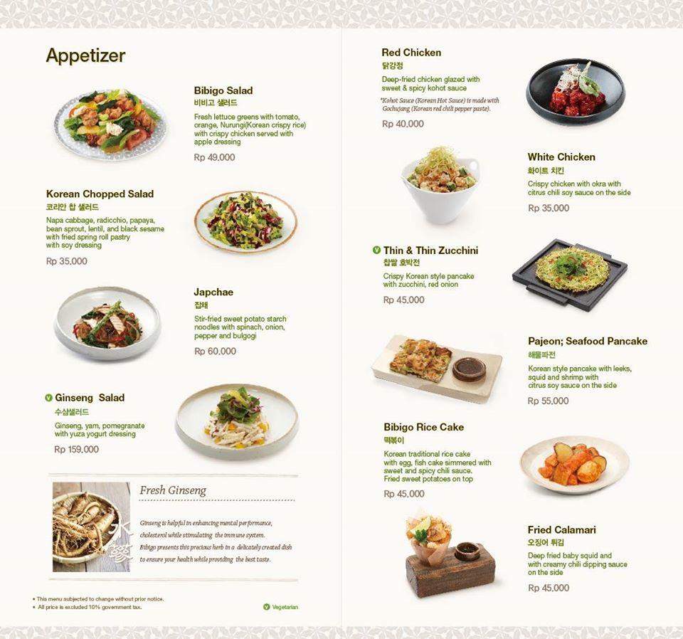 Carta del restaurante Bibigo, South Jakarta