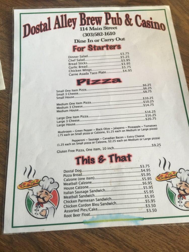 Menu at Dostal Alley Casino & Brew Pub, Central City