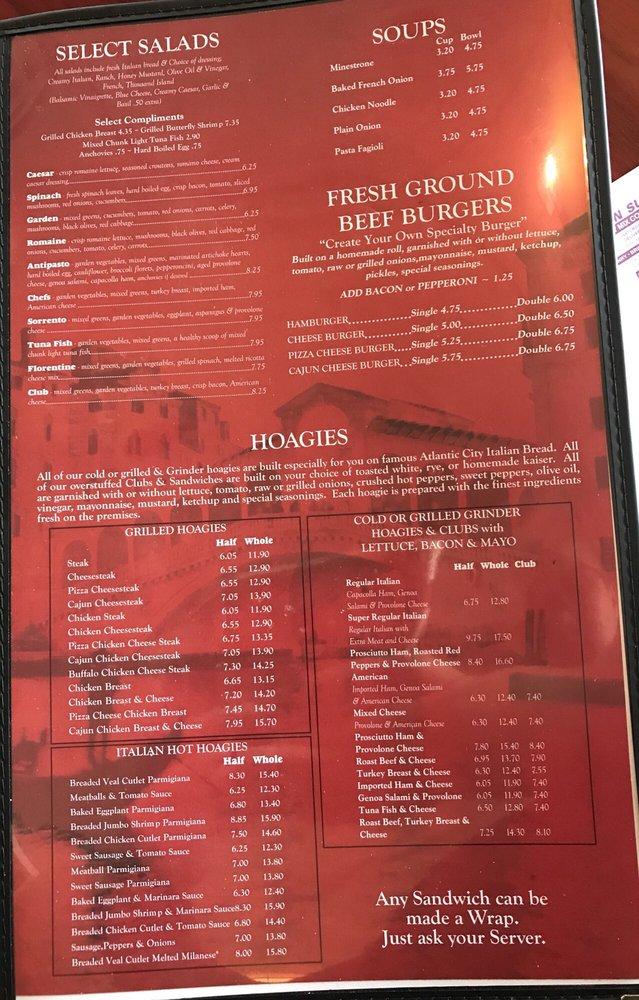 Menu at Giuseppe's Gourmet pizzeria, USA