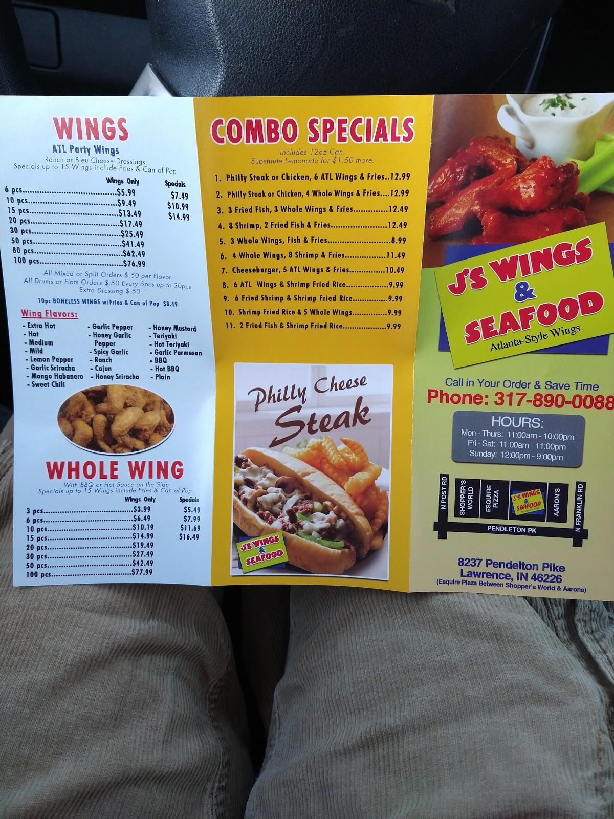 Menu at J's Wing & Seafood restaurant, Lawrence
