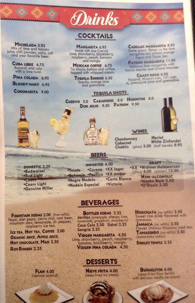 Menu at La Roca restaurant, Lincoln City, US-101