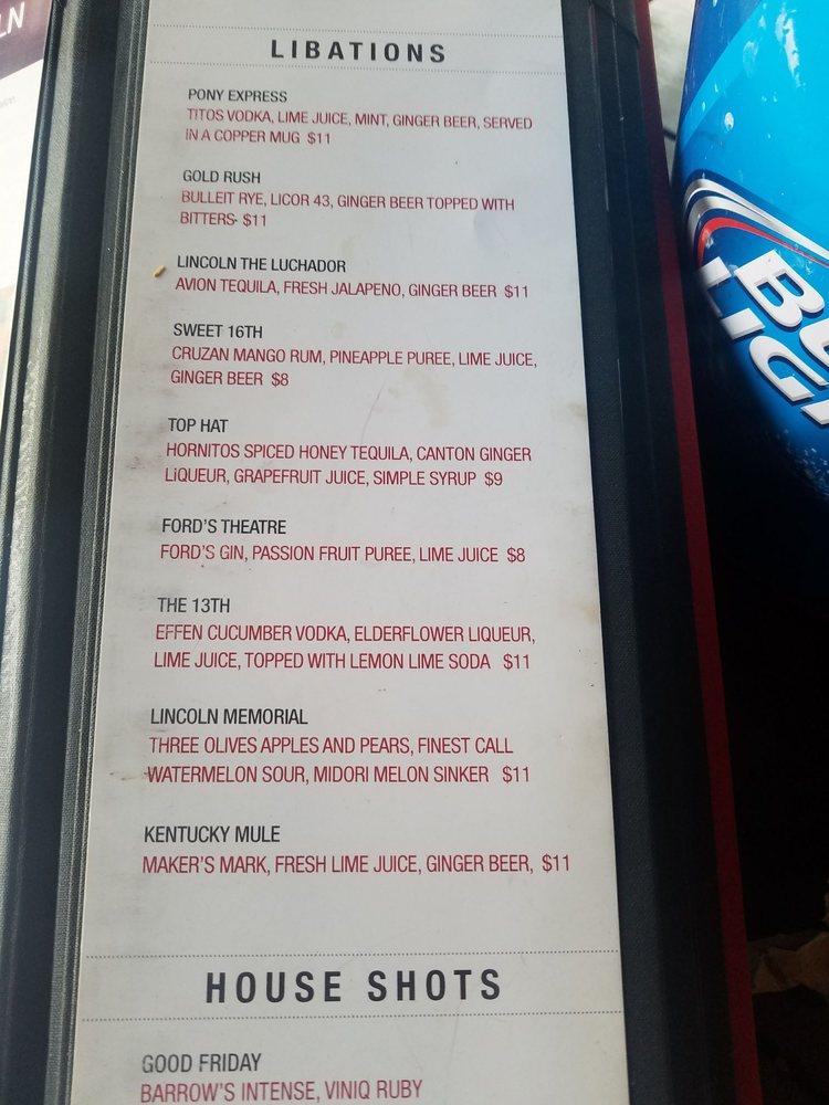 Menu at Lincoln Bar, Houston