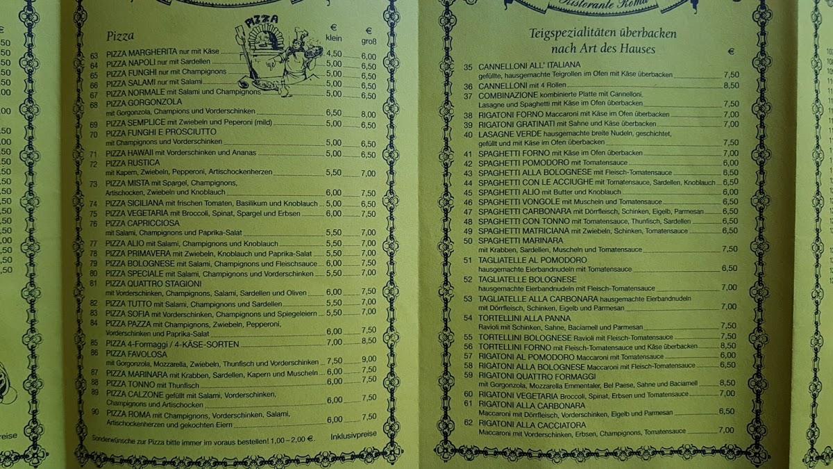 Menu at Pizzeria Ristorante Roma, Diez