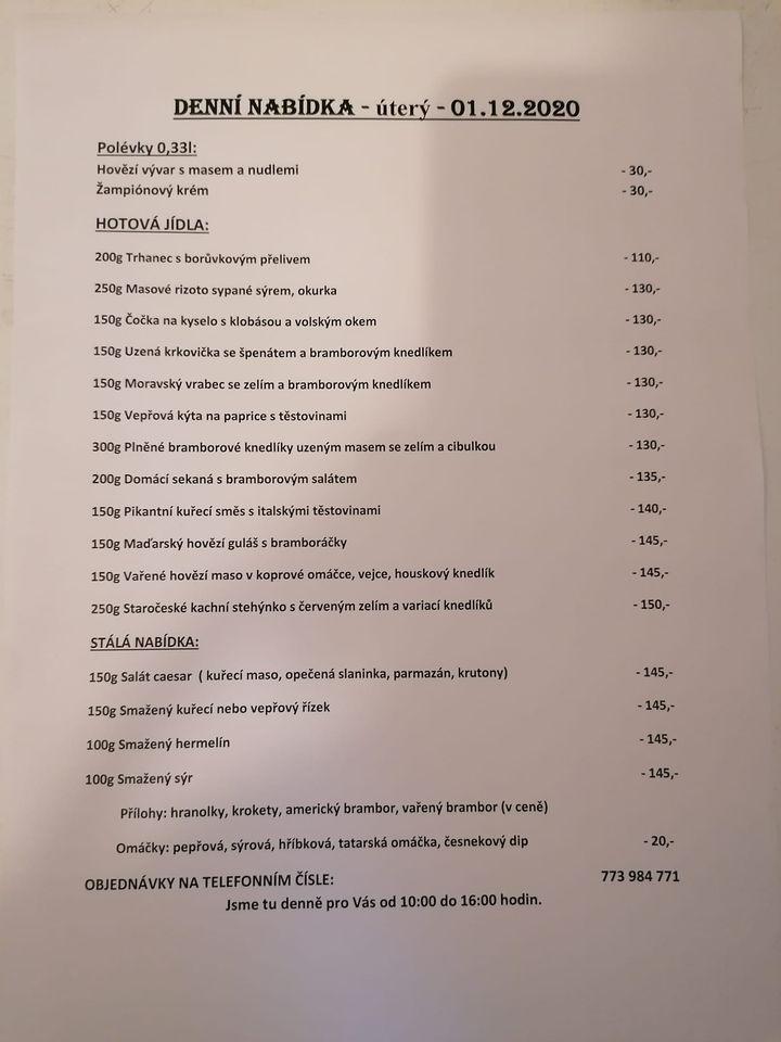 Menu at Restaurace Jindice restaurant, Rašovice