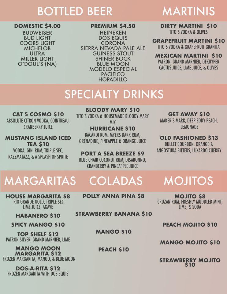 Menu at Seafood & Spaghetti Works restaurant, Port Aransas