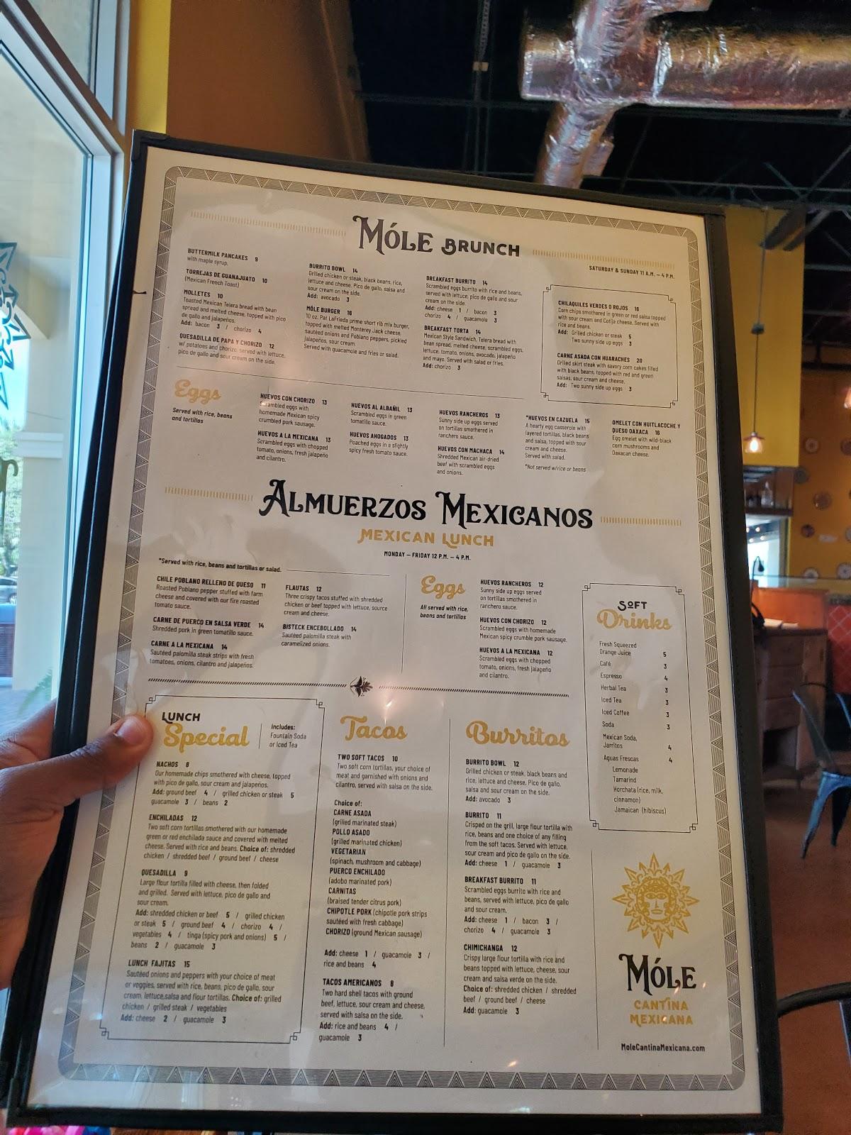 Menu at Mole Cantina Mexicana restaurant, Wellington, S State Rd 7 #150