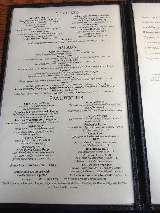 Menu at Purple Onion pub & bar, Saluda