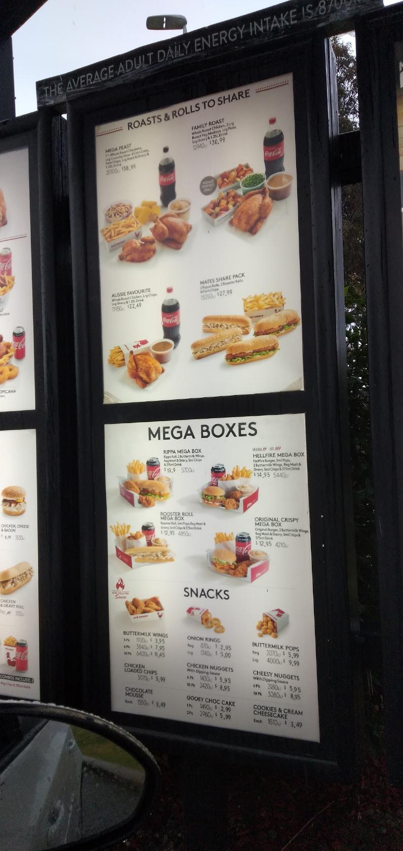 Menu at Red Rooster fast food, Innaloo, Scarborough Beach Rd