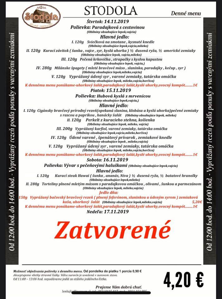Menu at Restauracia Stodola SNV Spisska Nova Ves pub & bar, Spišská ...