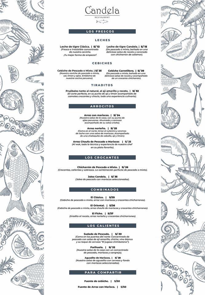 Menu at Rest Candela restaurant, Santiago de Surco