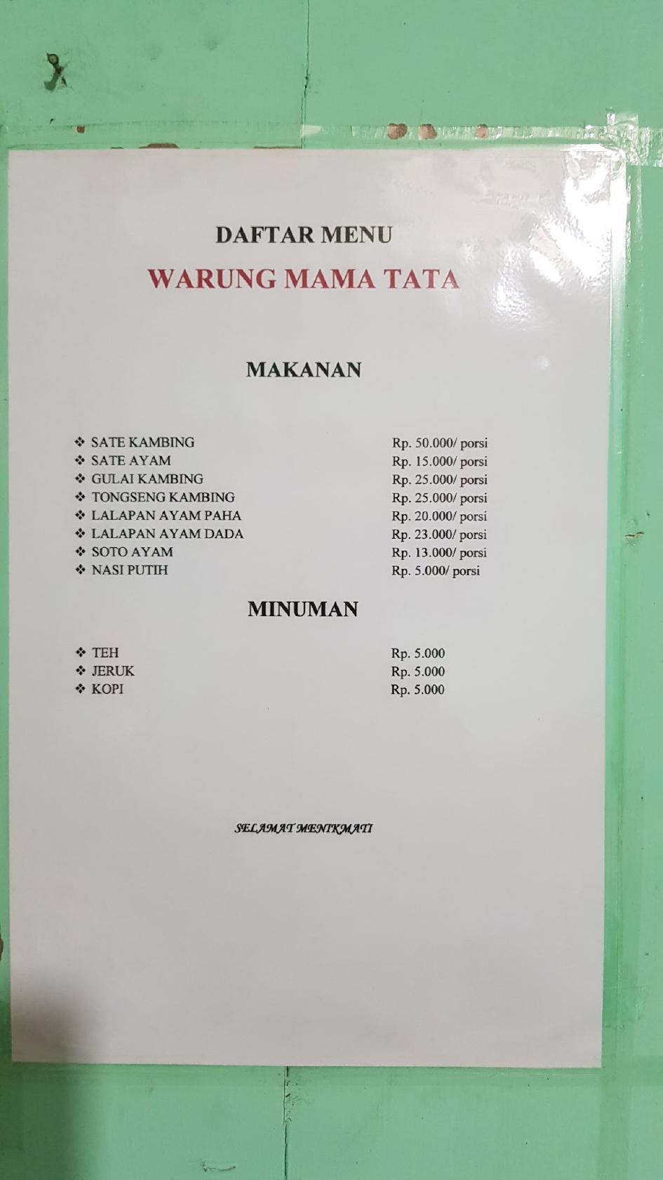 Menu at Rm.mama Tata restaurant, Semayap, P6X7+GWP