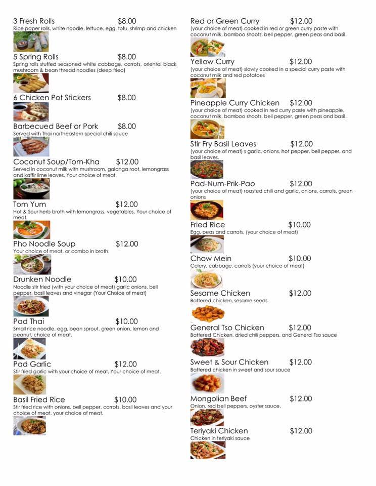 Menu at Shanghai Thai To Go restaurant, Fairbanks