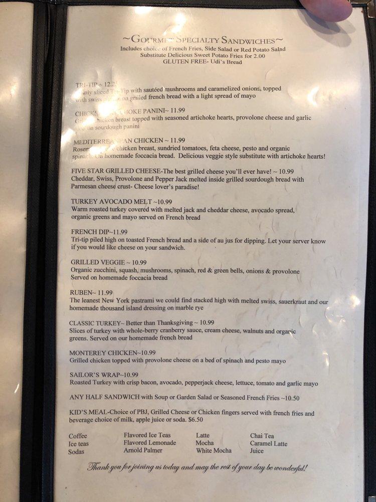 Menu at Toni's Courtyard Café cafe, Merced