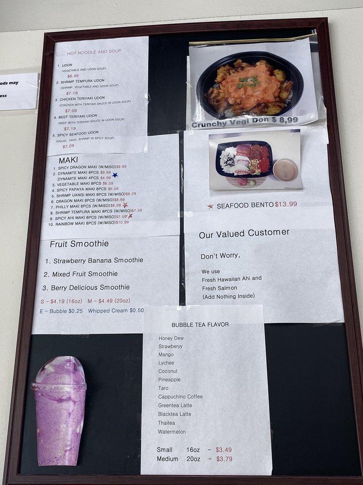 Menu at Aloha Sushi restaurant, Honolulu, Pensacola St