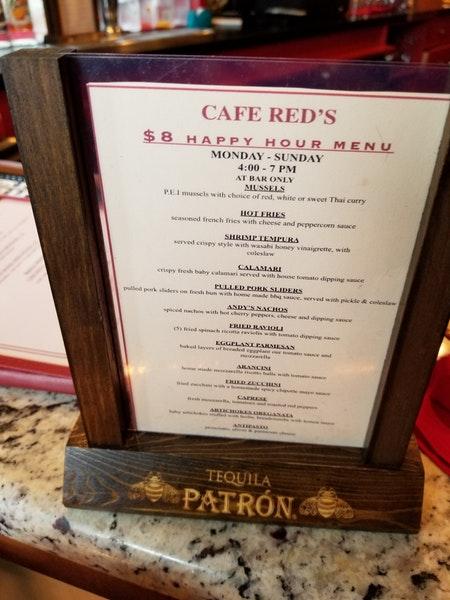 Menu at Cafe Red, Kings Park