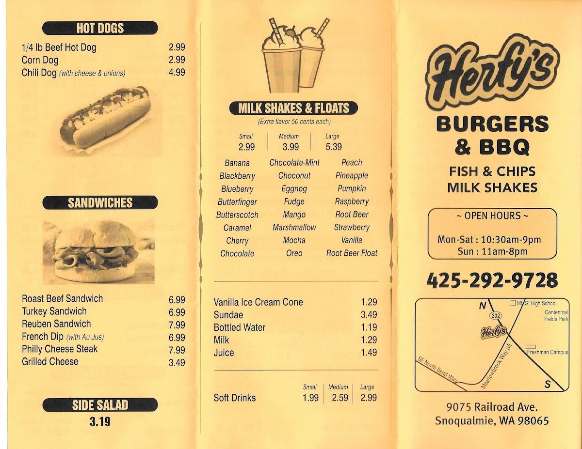 Menu at Herfy's Burgers restaurant, Snoqualmie