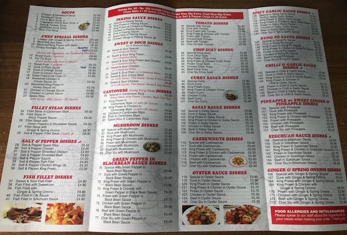 Menu at Lung Hing House, Astley