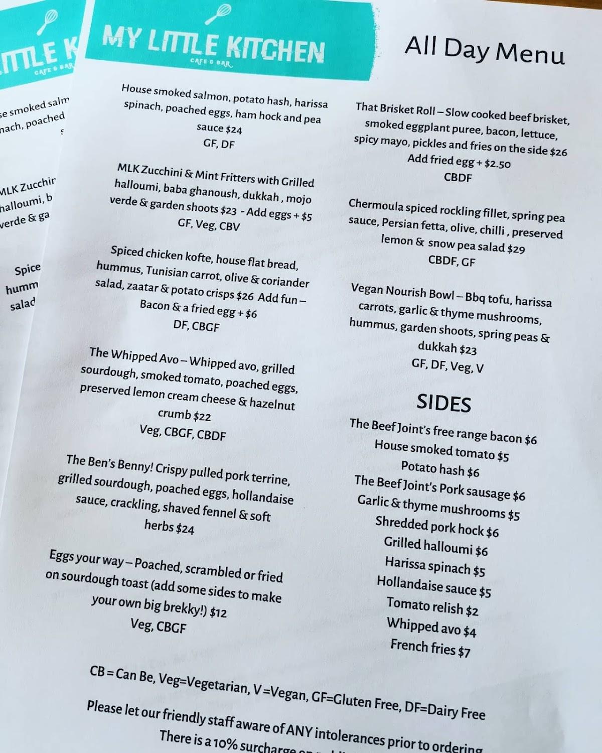 Menu at My Little Kitchen Cafe & Bar, Healesville