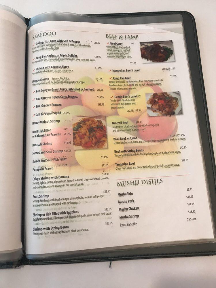 Menu at Sweet Mango restaurant, San Jose