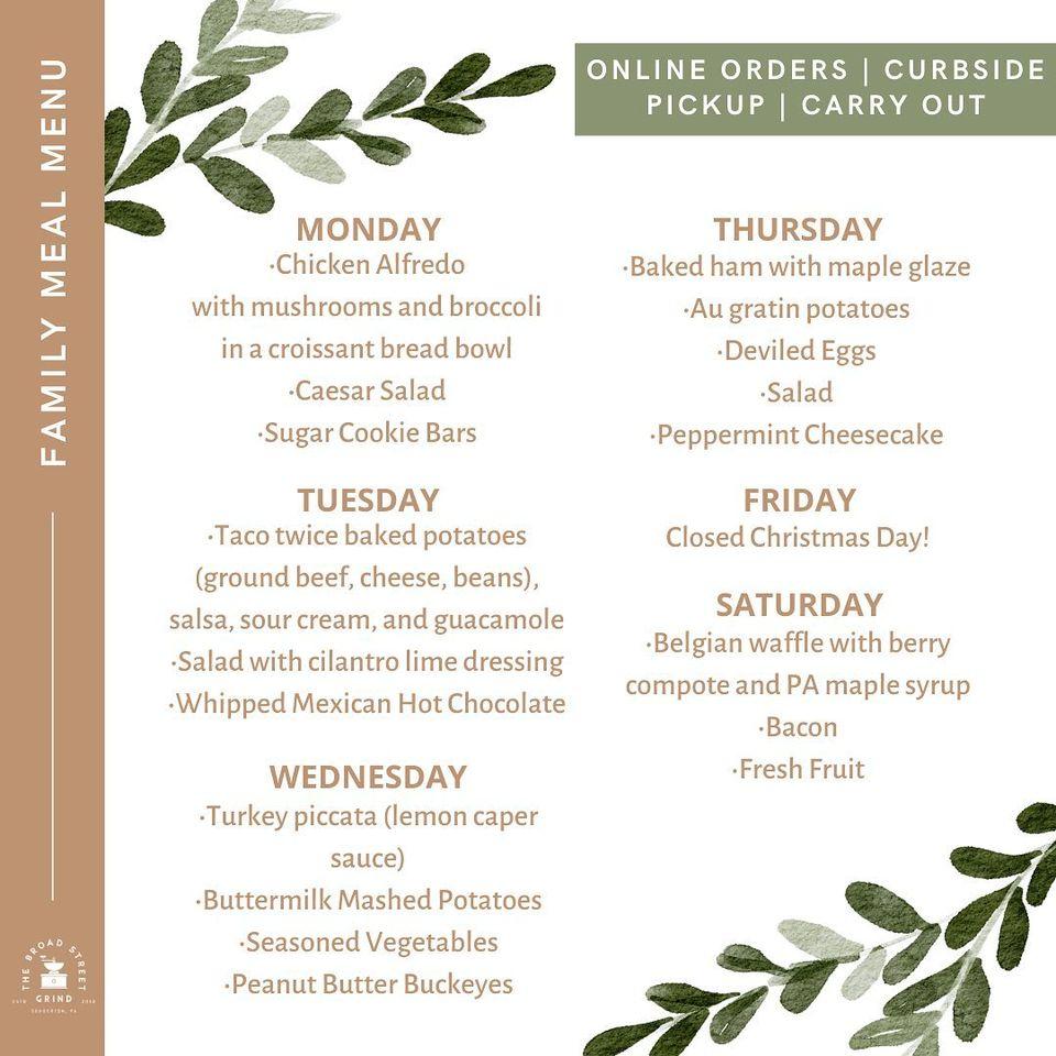 Menu at The Broad Street Grind pub & bar, Souderton