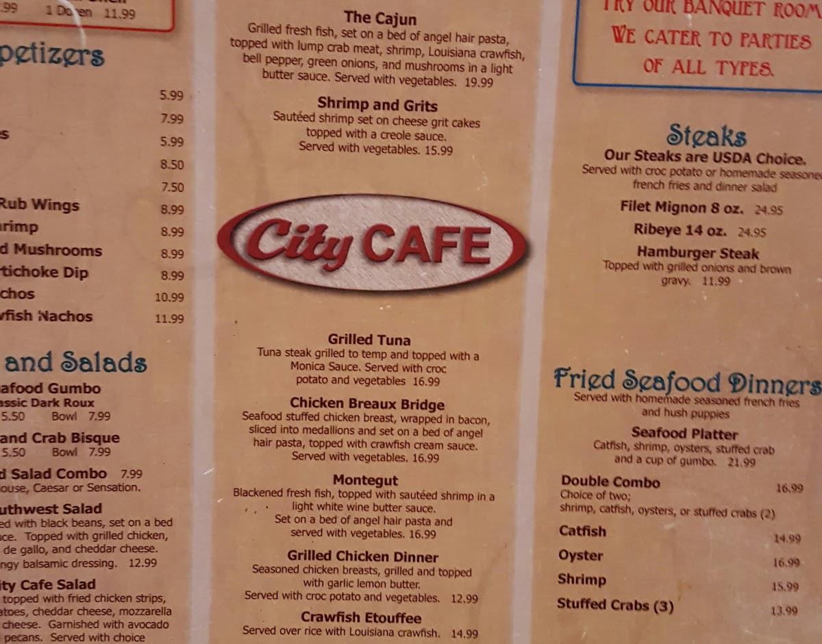 Menu at City Cafe, Baton Rouge, 4710 O'Neal Ln # 113
