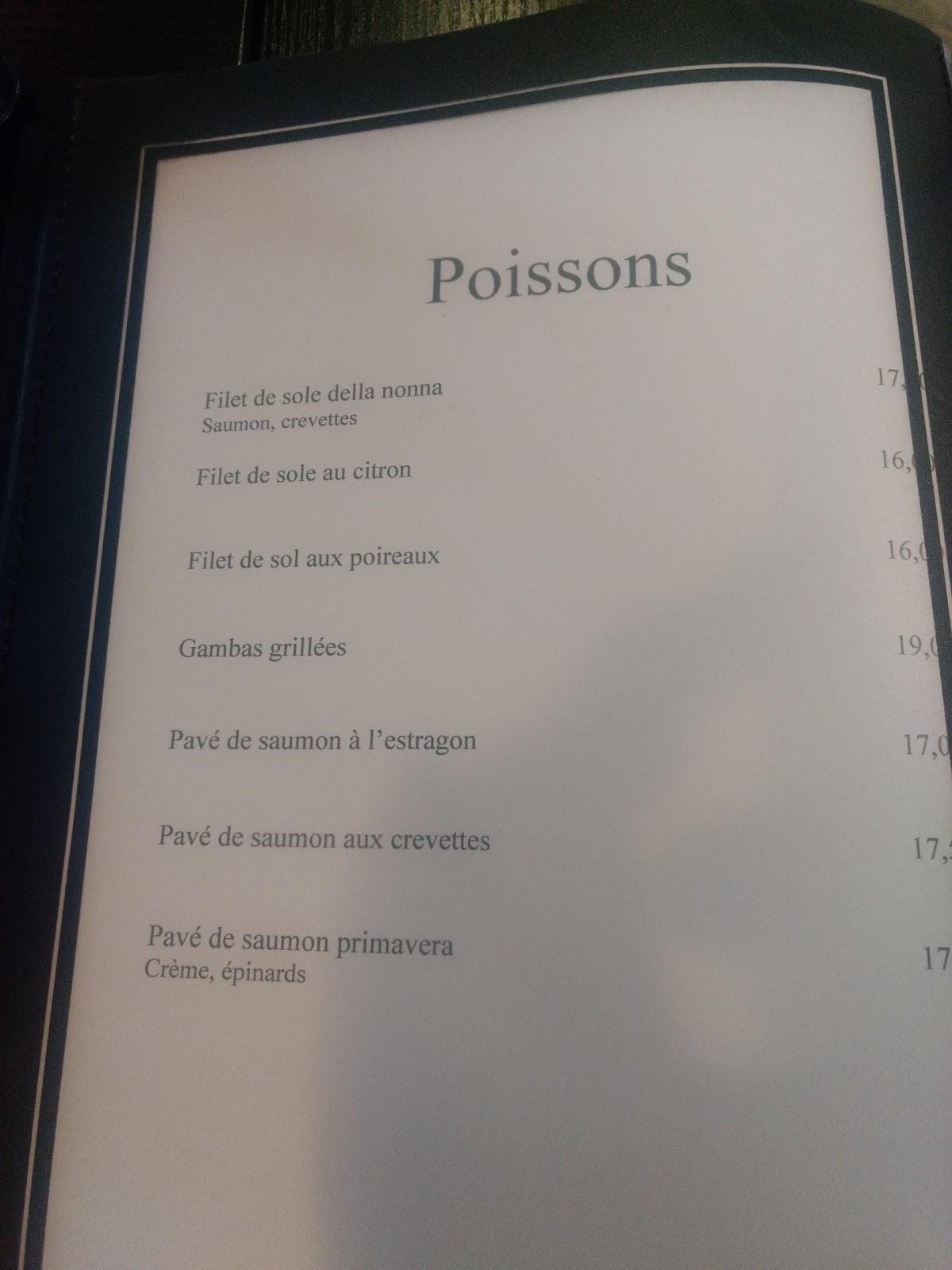 Menu au La Dolce Mama, Eghezee