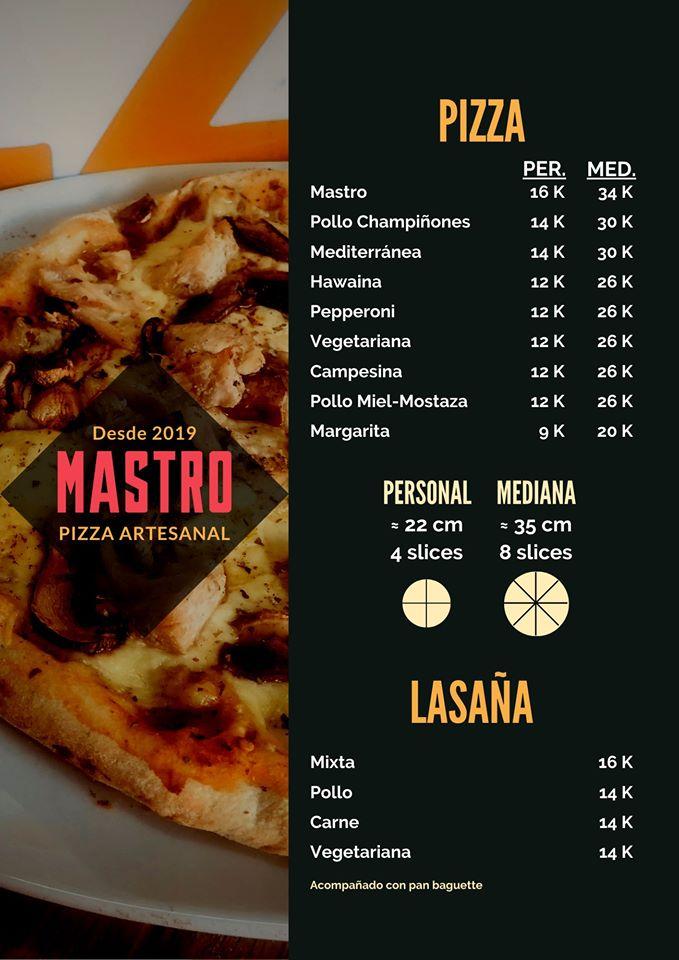 Menu at Mastro - Pizza Artesanal restaurant, Bogotá
