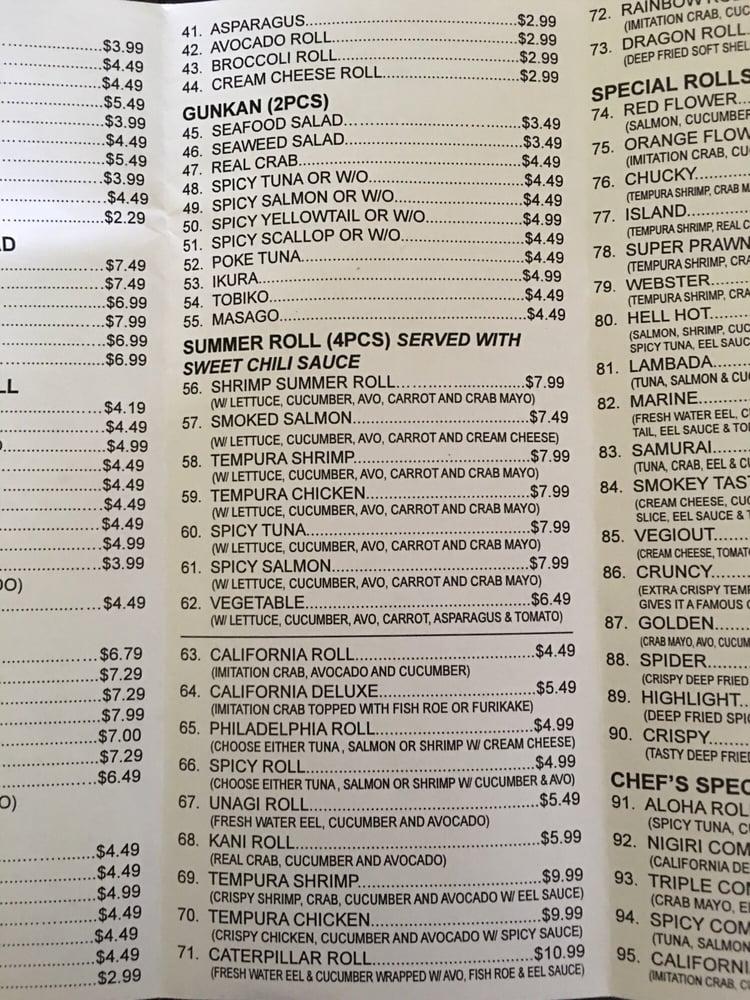 Menu at Mighty Sushi restaurant, Pāhoa