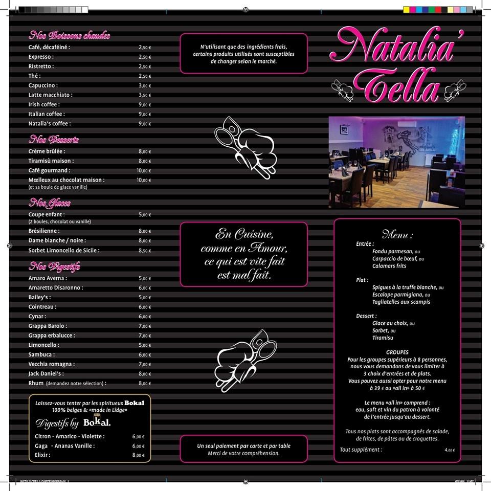 Menu au Natalia Tella, Esneux