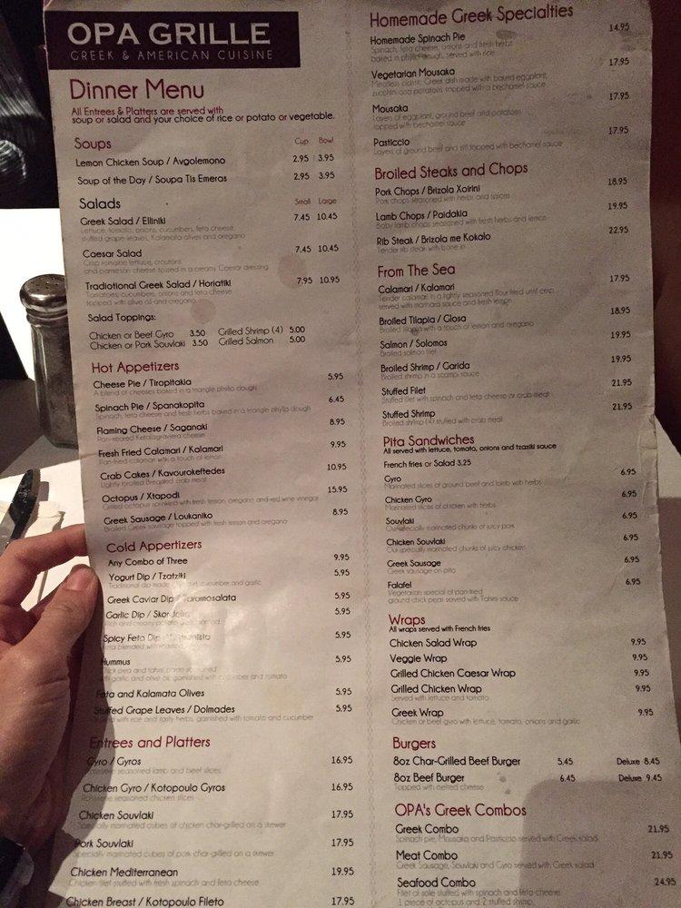 Menu at Opa Grille restaurant, Williston Park