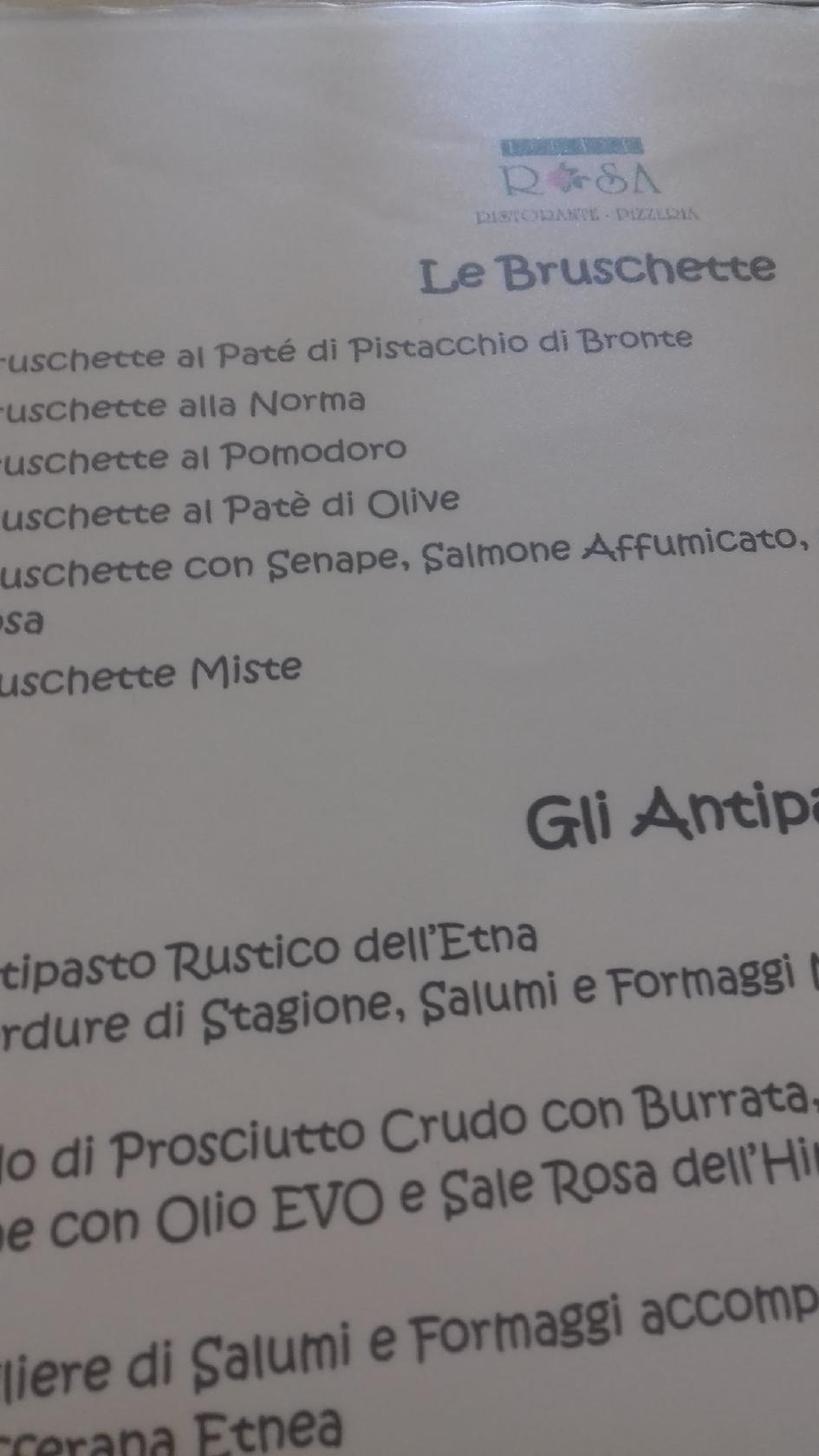 Menu at Ristorante Pepe Rosa, Bronte