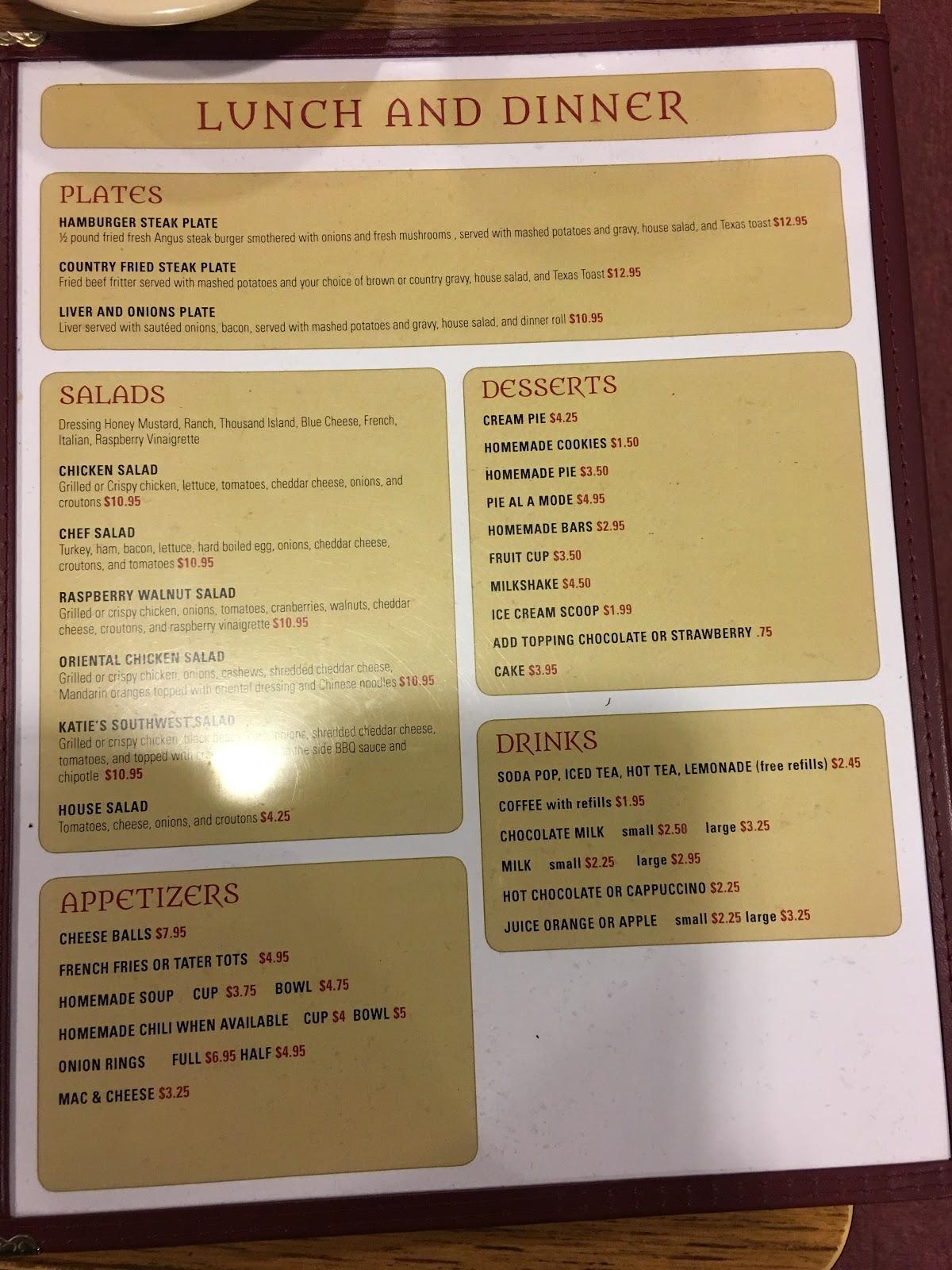 Menu at Vicky's Viking Room restaurant, Valley City