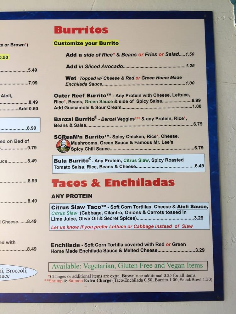 Menu at Wahoo's Fish Taco restaurant, Torrance
