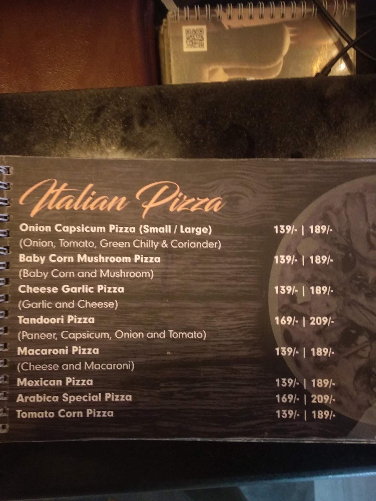 Menu at Arabica Cafe Club, Jodhpur
