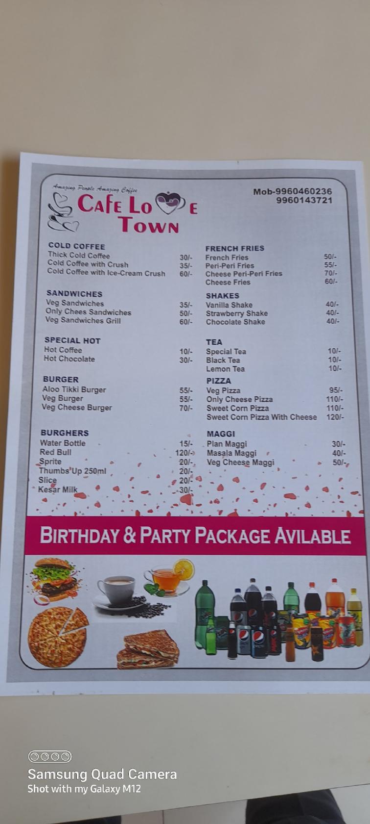 Menu at Cafe Love Town, Rahuri Factory