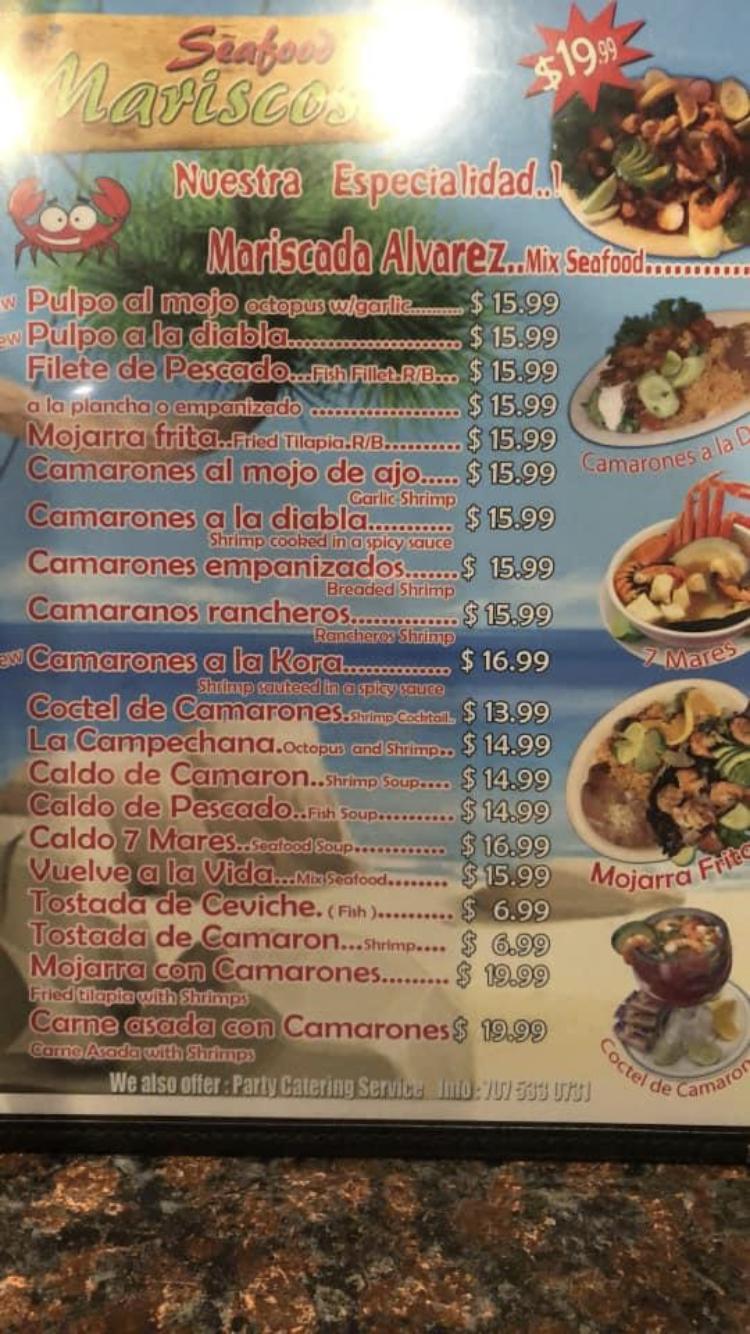 Menu at Alvarez Restaurant, Hidden Valley Lake