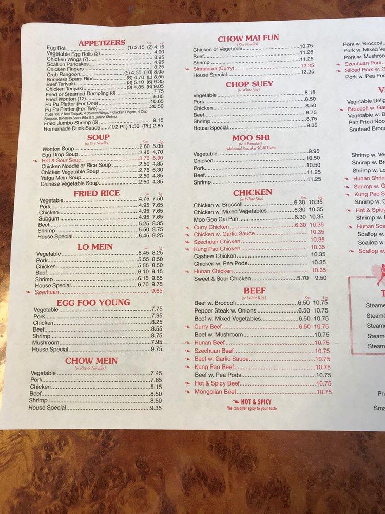 Menu at Golden Ming restaurant, Canaan, US Rt 4A