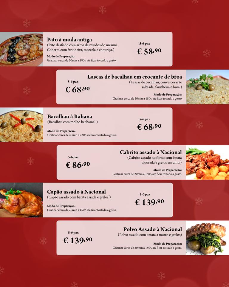 Menu em Restaurante Nacional, Coimbra