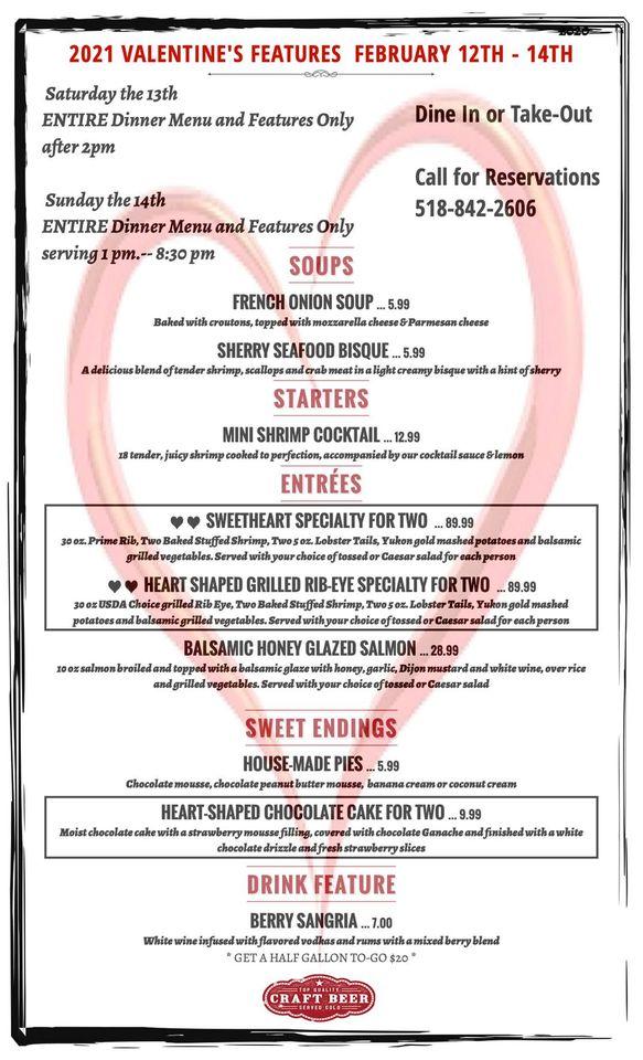 Menu at Raindancer Restaurant, Amsterdam, State Highway 30