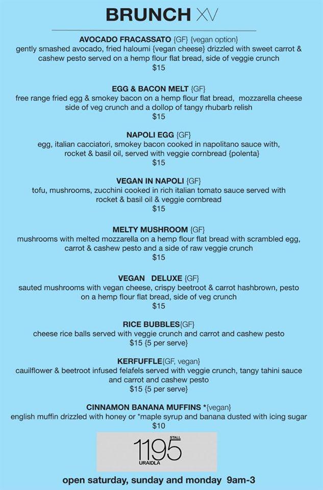 Menu at Uraidla Bike Cafe, Uraidla