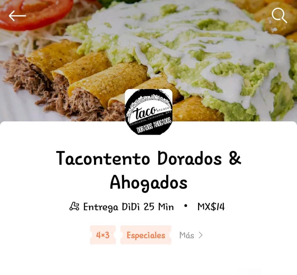 Menu at Tacontento restaurant, Chihuahua