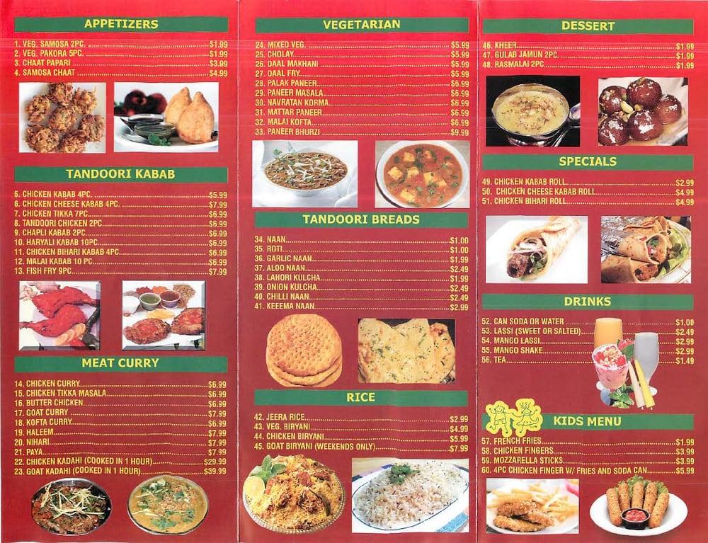 Menu at Tandoori Kabab restaurant, Voorhees Township
