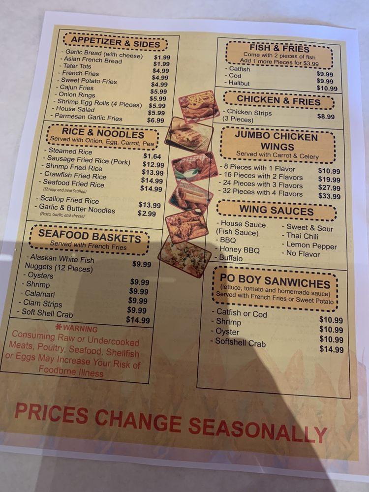 Menu at Crawfish Chef restaurant, Puyallup