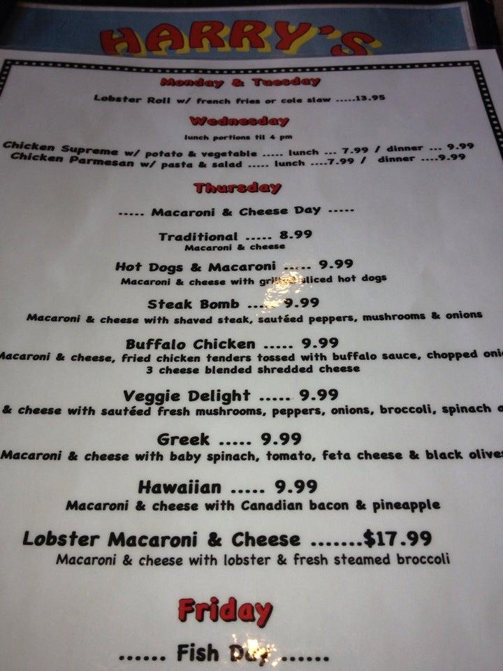 Menu at Harry's Restaurant, Westborough