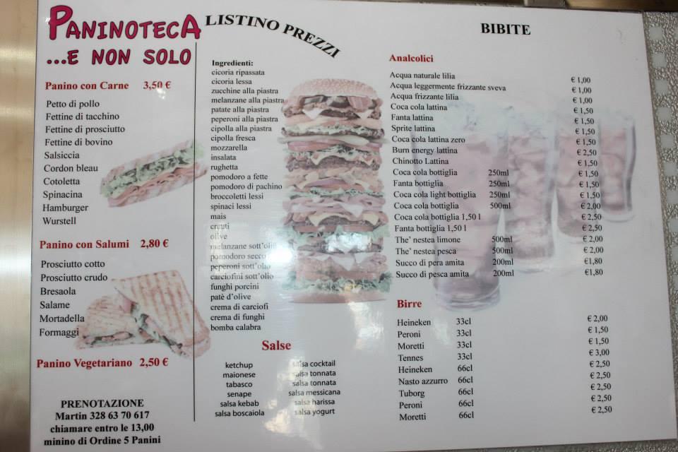 Menu at Paninoteca e Non Solo..di Quinto Martin restaurant, Rome