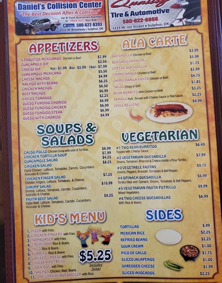 Menu at Potrillos Mexican Restaurant, LLC, Sulphur, W Broadway Ave